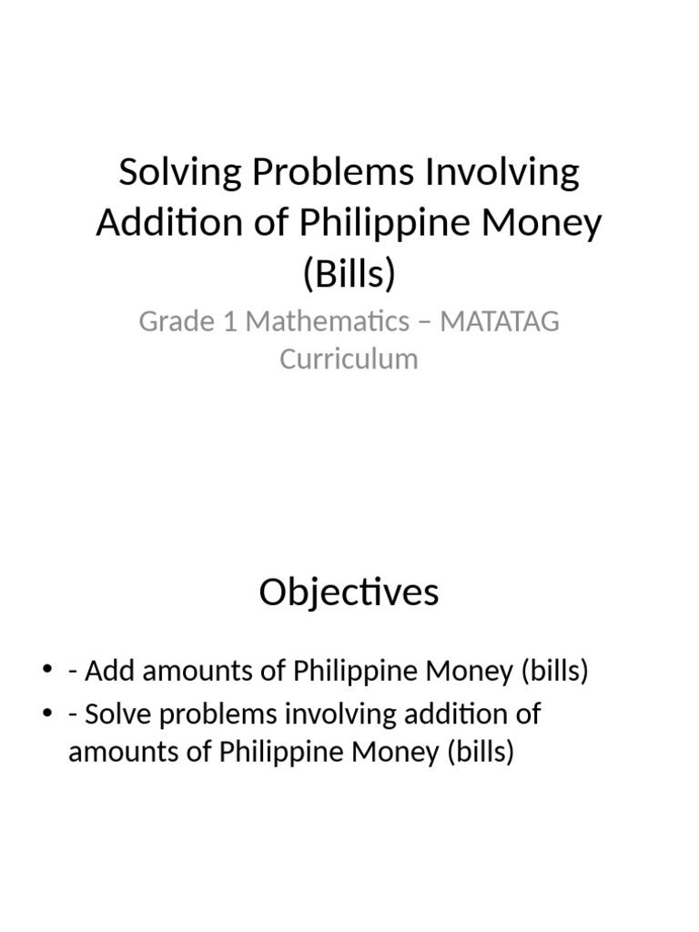 Math Addition Philippine Money Lesson | PDF