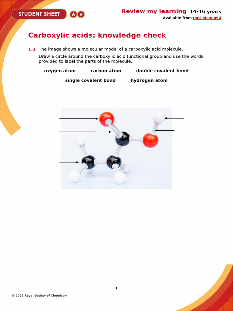 Carboxylic Acids: Knowledge Check: Review My Learning | PDF | Acid ...