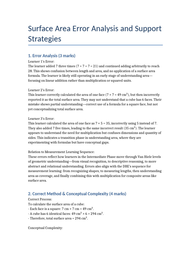 Surface Area Error Analysis | PDF | Area | Geometry
