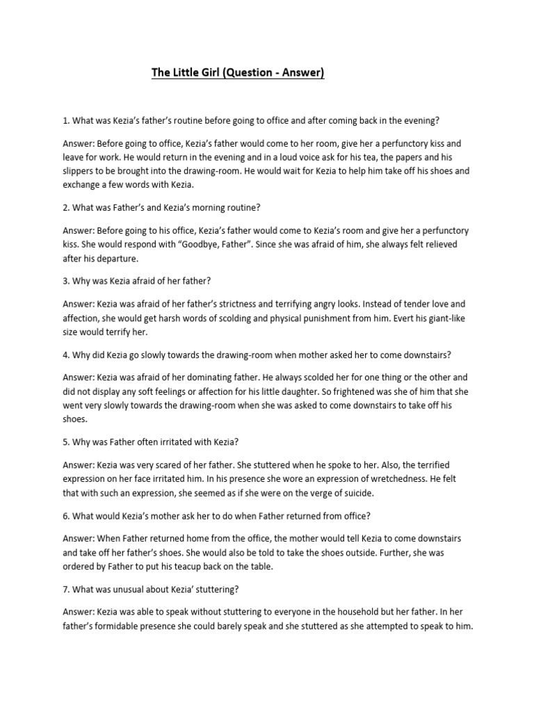 The Little Girl Question & Answer | PDF