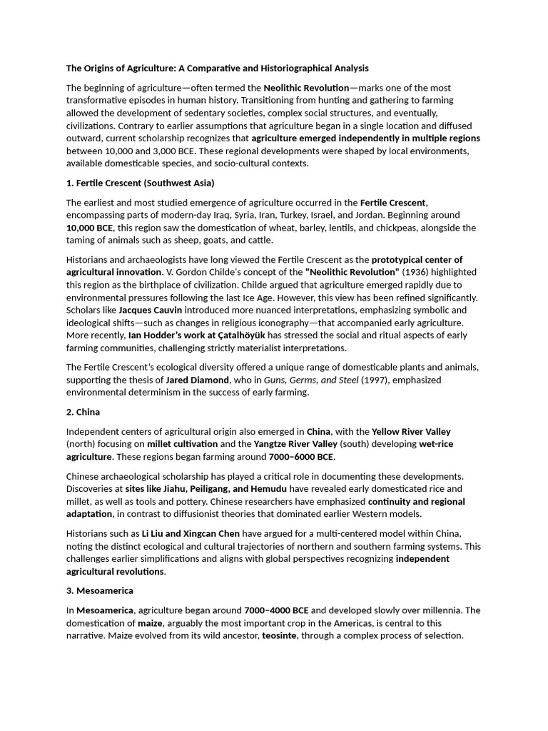 The Origins of Agriculture | PDF | Agriculture | Neolithic