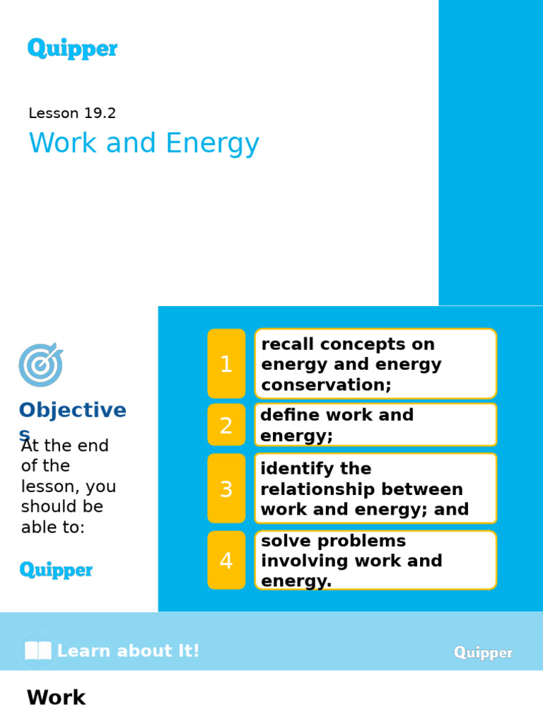 Physical Science SHS 19.2 Work and Energy | PDF | Potential Energy ...