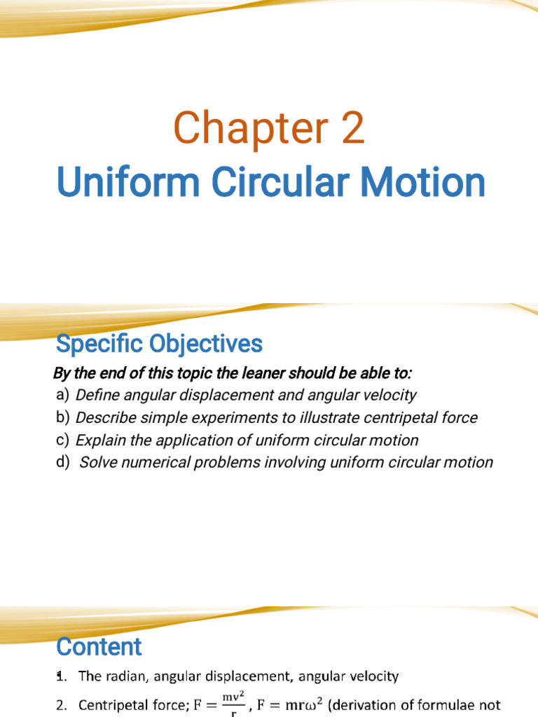 Uniform Circular Motion Notes | PDF | Force | Acceleration