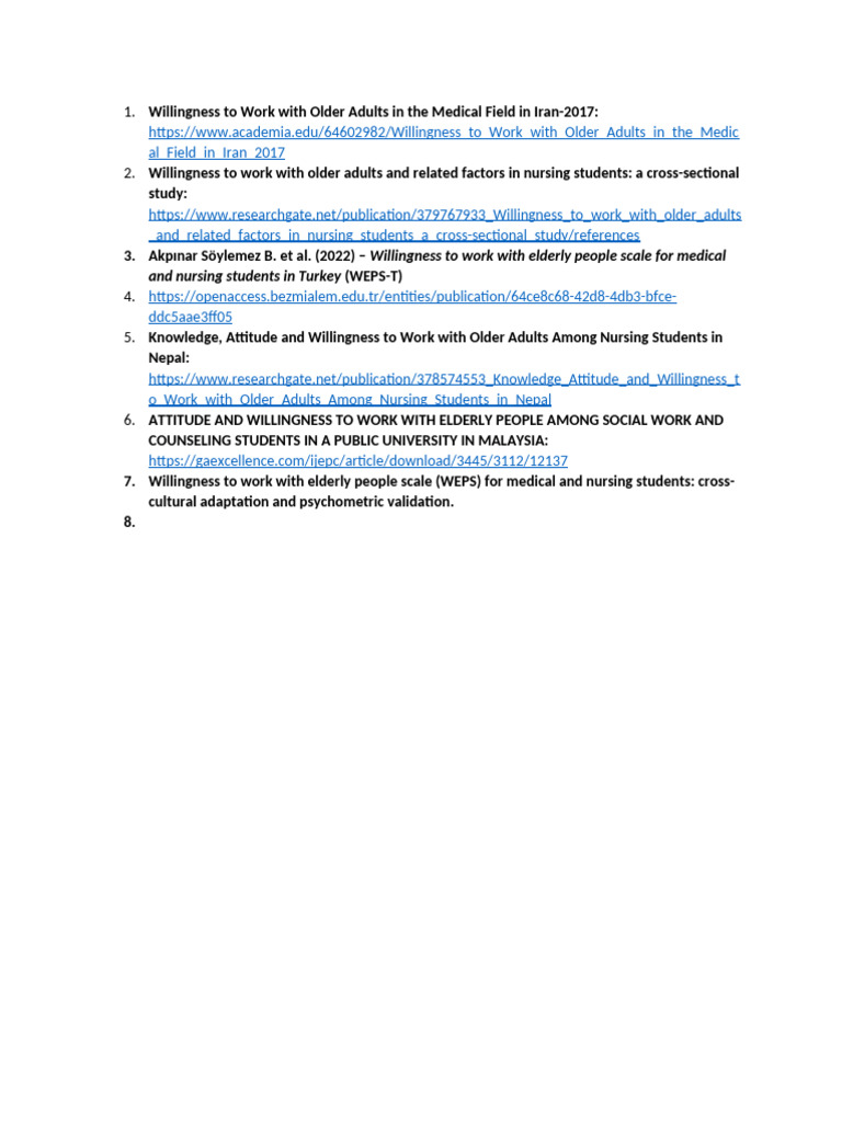 Willingness to Work with Older Adults | PDF