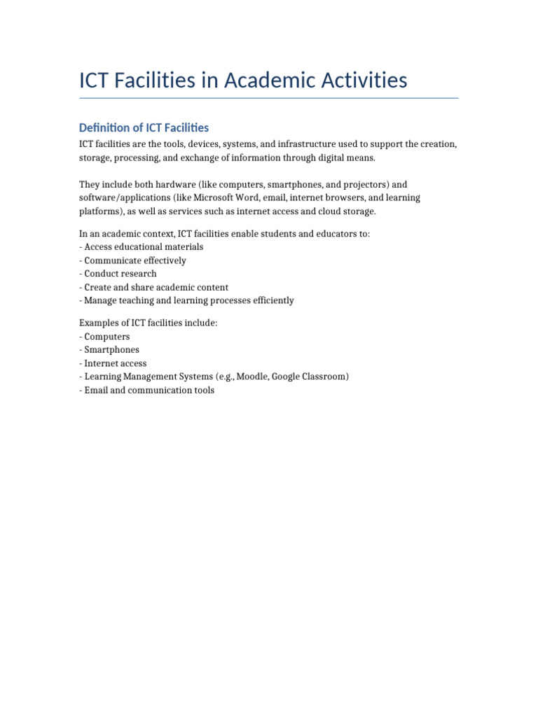 ICT Facilities Definition | PDF