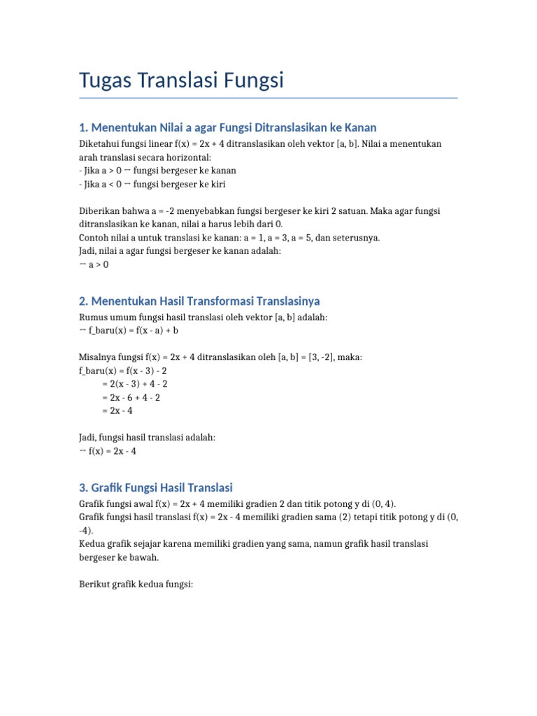 Translasi Fungsi Linear dan Grafiknya | PDF