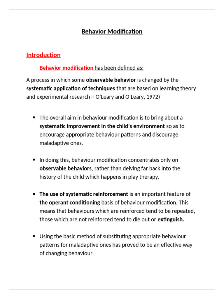 6 Behaviour Modification | PDF | Behavior Modification | Classical Conditioning