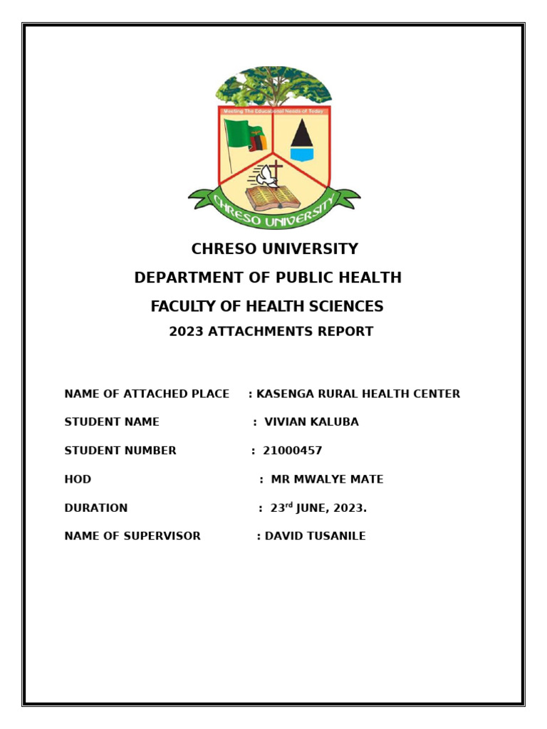 Chreso University 2023 Health Attachments | PDF
