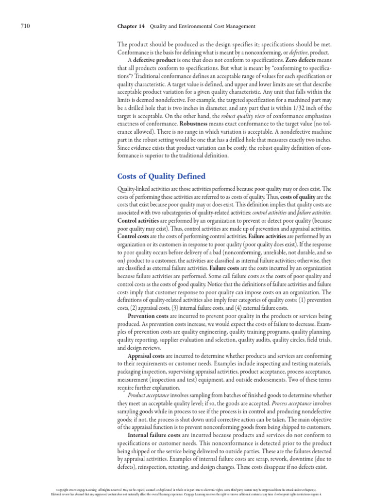 Costs of Quality Defined: Defective Product Zero Defects | PDF