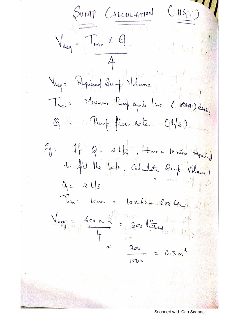 Sump Calculation - Ugt | PDF