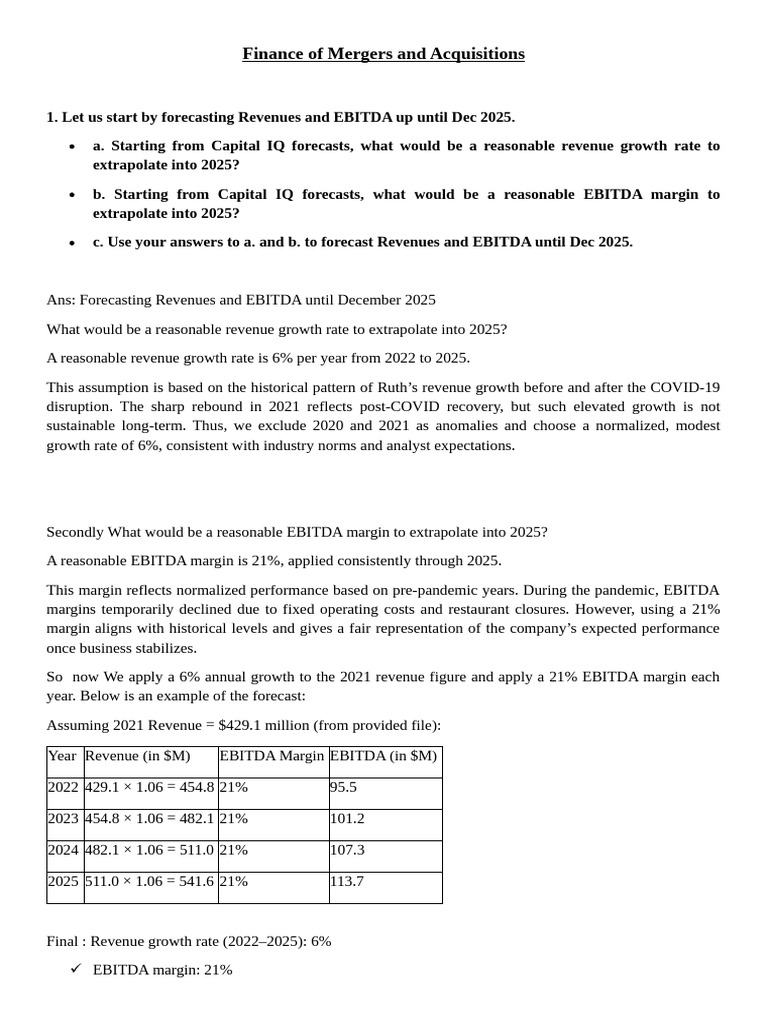 Project Title - Finance of Mergers and Acquisitions - Final | PDF | Discounted Cash Flow ...