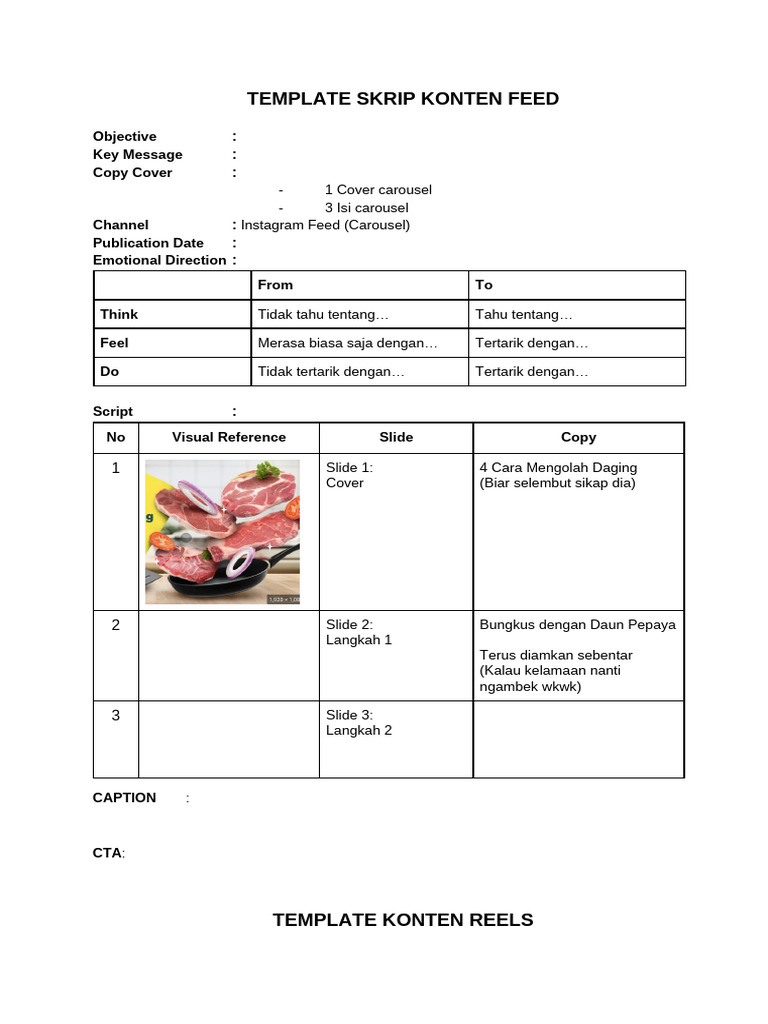 Template - Skrip Konten Feed & Reels | PDF