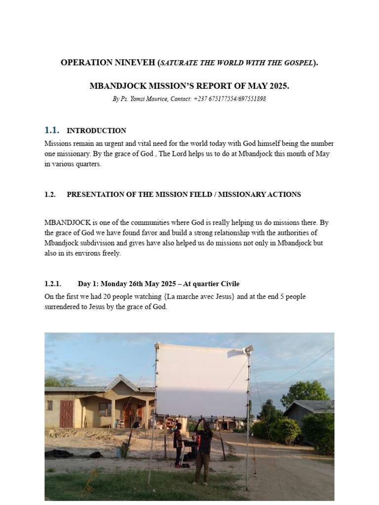 Mbandjock Mission Report: May 2025 | PDF | Systematic Theology | Theology