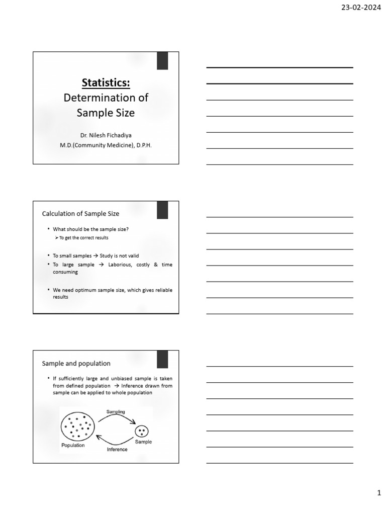 Determination of Sample Size | PDF | Sample Size Determination | Standard Deviation