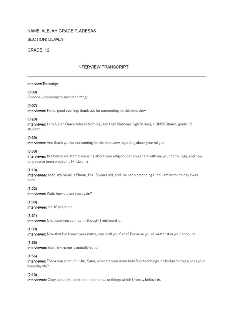 Interview Transcript Iwrbs | PDF | God | Faith