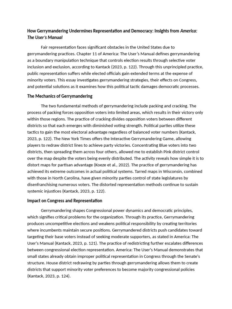 How Gerrymandering Undermines Representation and Democracy | PDF | Gerrymandering | Voting