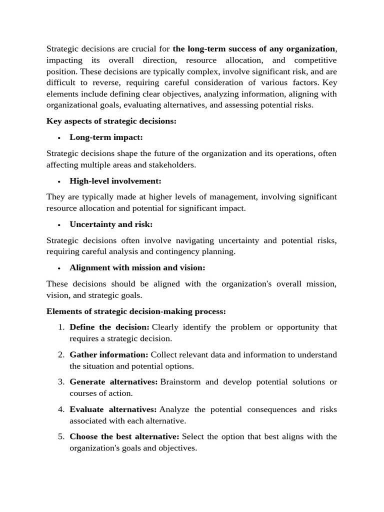 Strategic Decision-Making Essentials | PDF | Risk | Decision Making