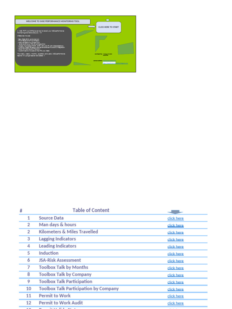 HSE Performance Monitoring Tool Excel | PDF | Occupational Safety And ...