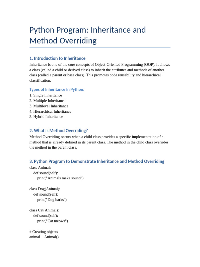 Inheritance Method Overriding | PDF