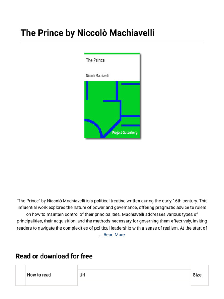 The Prince by Niccolò Machiavelli - Project Gutenberg | PDF | The ...