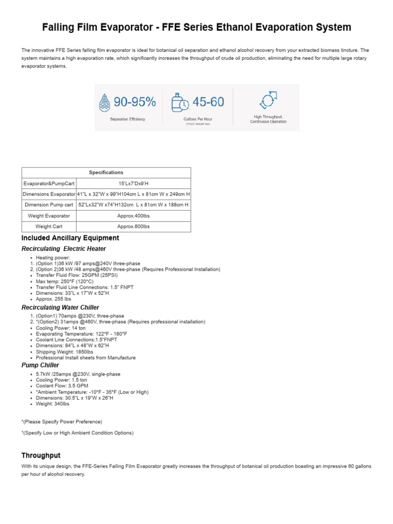 Delta Separations Falling Film Evaporator Ffe - 60 Gal | PDF | Ethanol ...