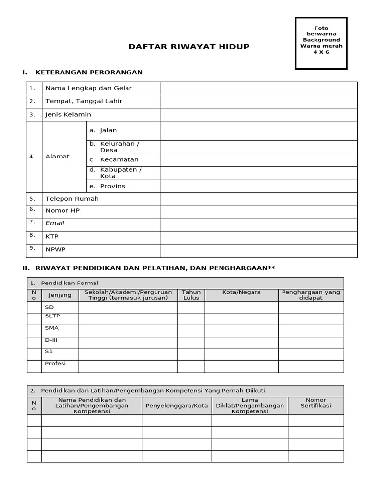 Daftar Riwayat Hidup | PDF