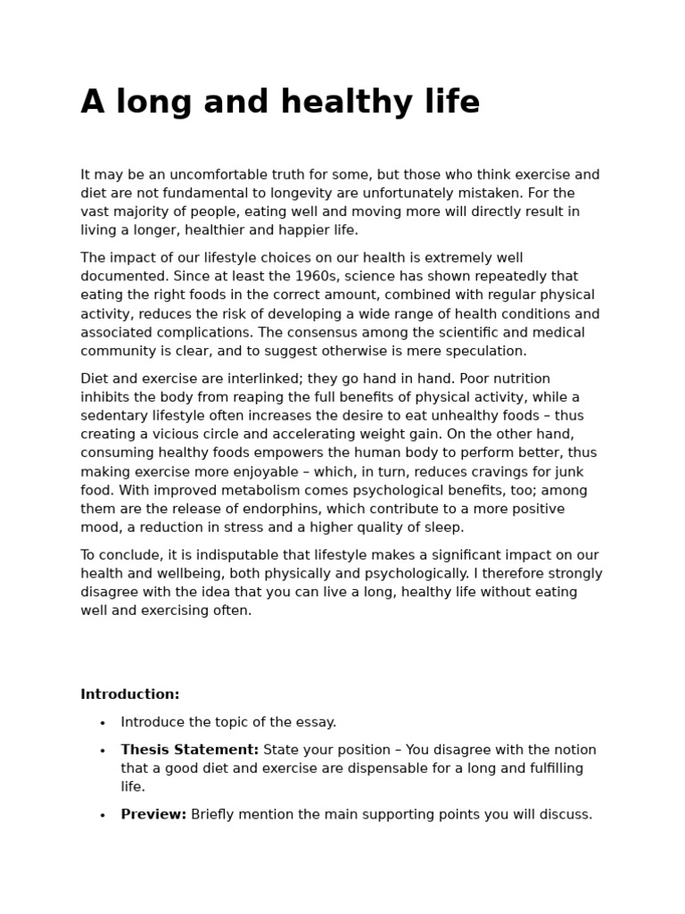 Essentials for a Long, Healthy Life | PDF | Healthy Diet | Dieting