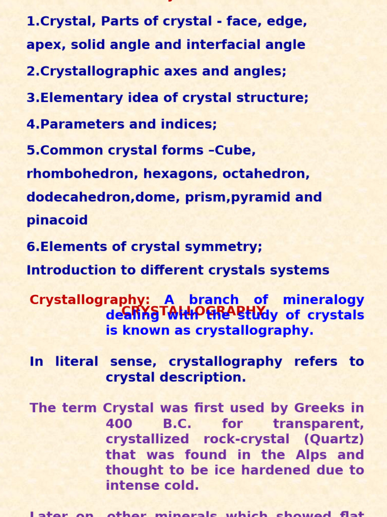 Crystal, Parts of Crystal | PDF | Crystal | Crystal Structure
