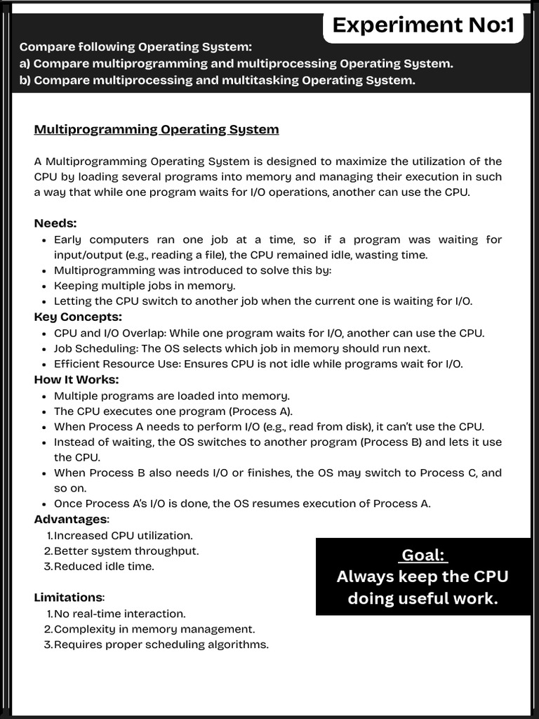 Multiprogramming vs. Multiprocessing OS | PDF | Process (Computing ...