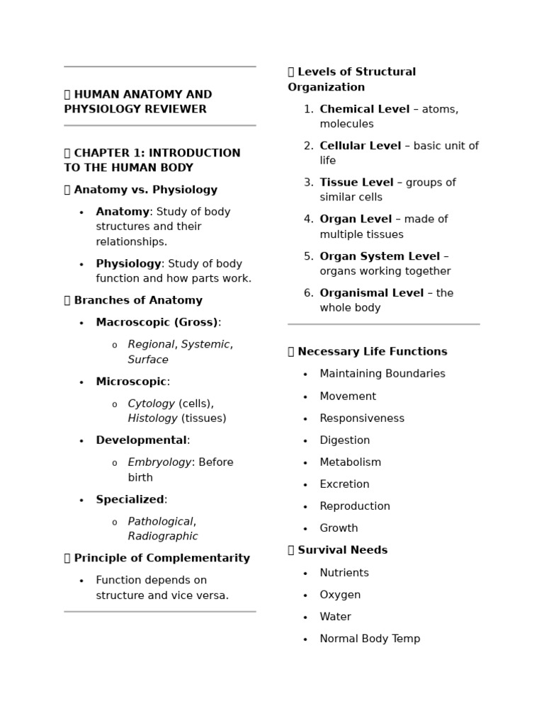 Human Anatomy & Physiology Overview | PDF | Epithelium | Tissue (Biology)