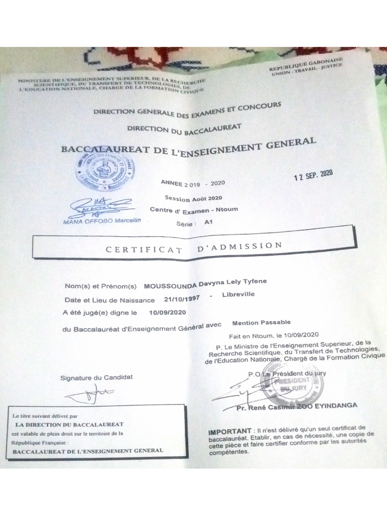 Davy Certificate Bac | PDF