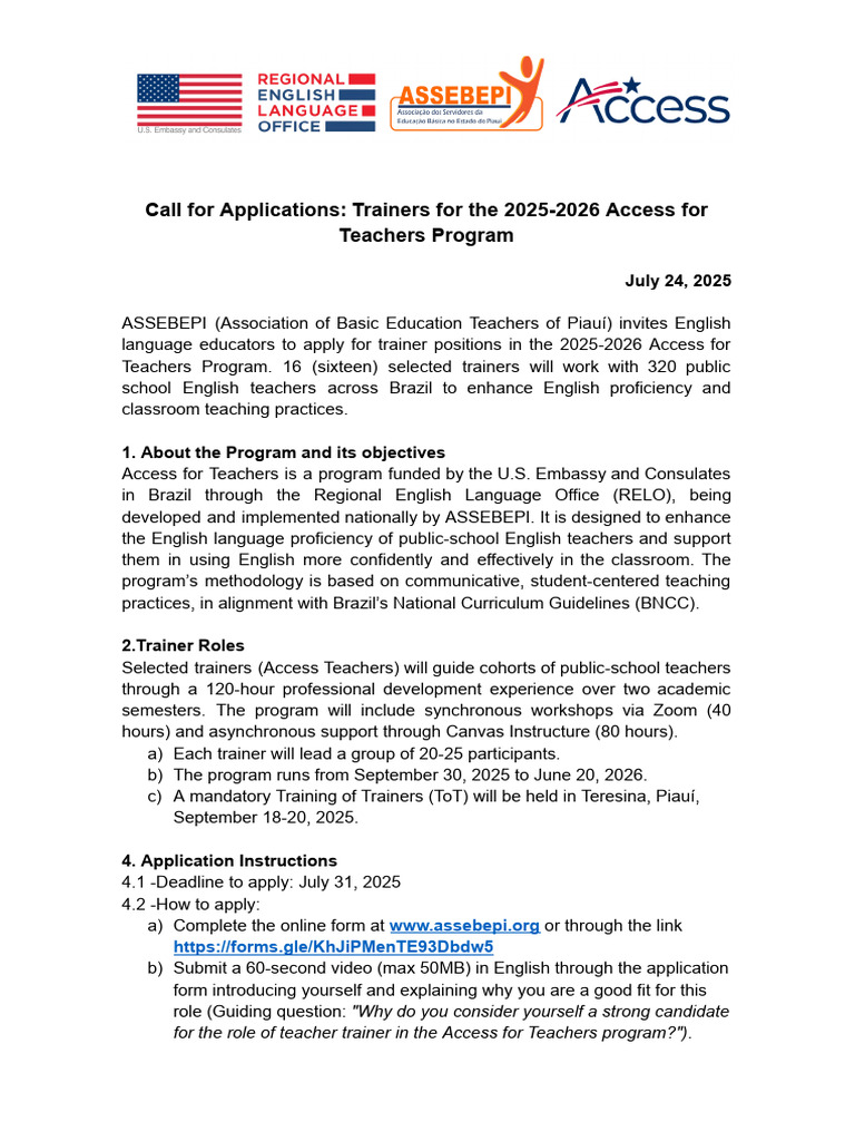 Call For Trainers - Access For Teachers | PDF | Learning