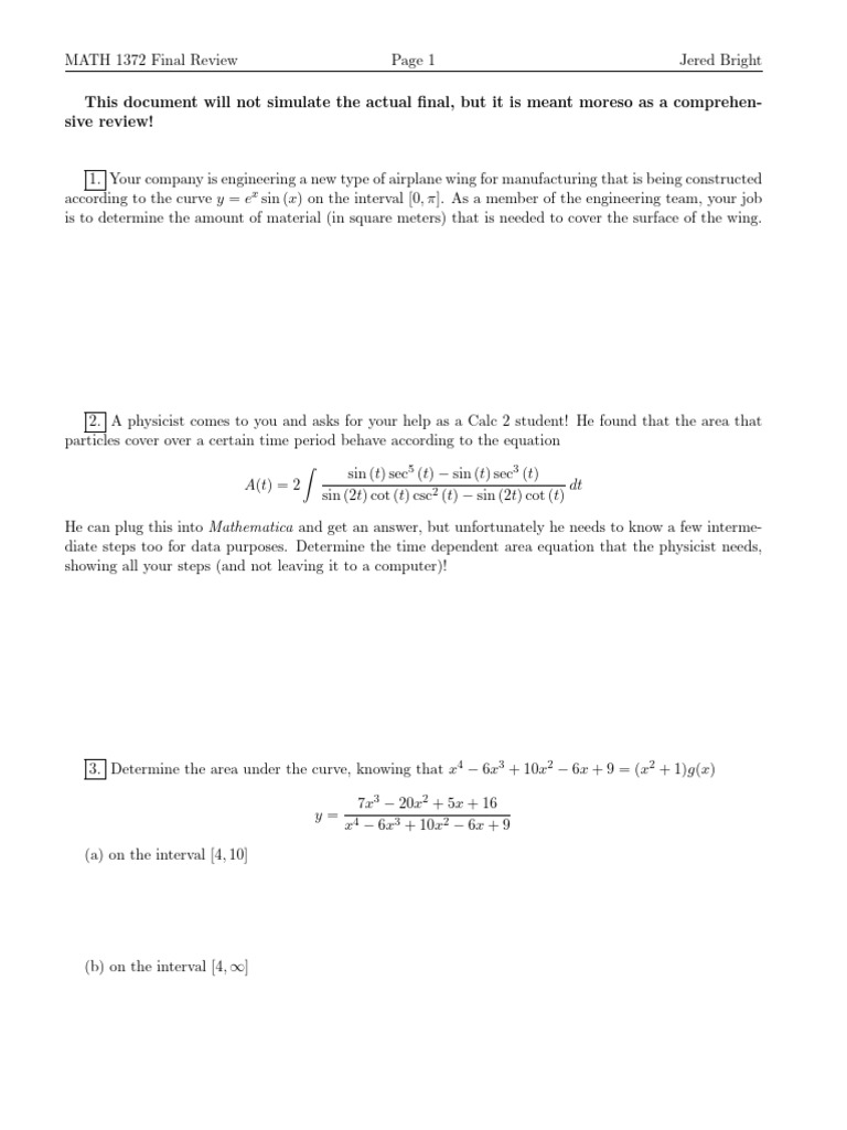 1372 Final Review | PDF | Area