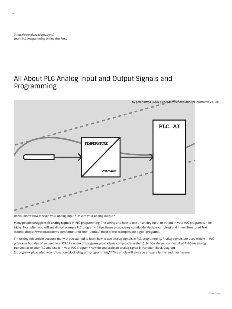 PLC Analog Input and Output Programming - PLC Academy | PDF ...