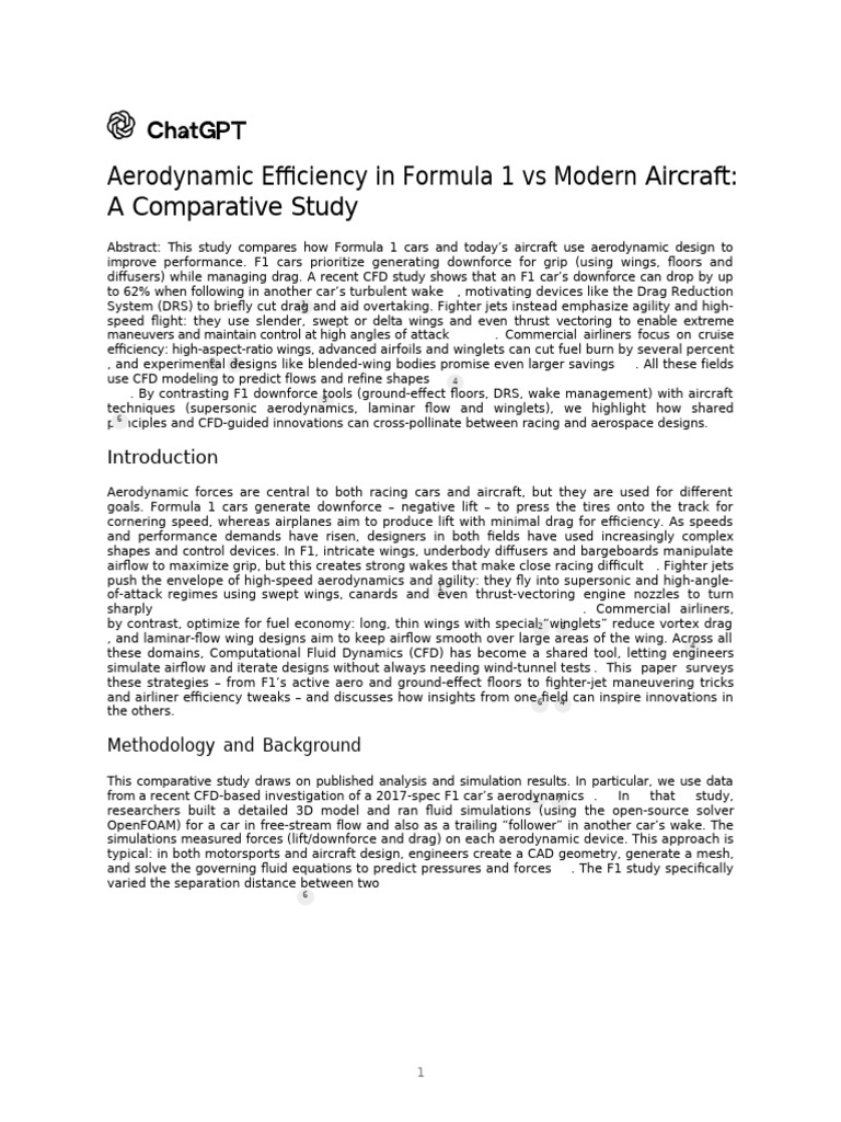 Aerodynamic Efficiency in Formula 1 Vs Modern Aircraft - A Comparative ...
