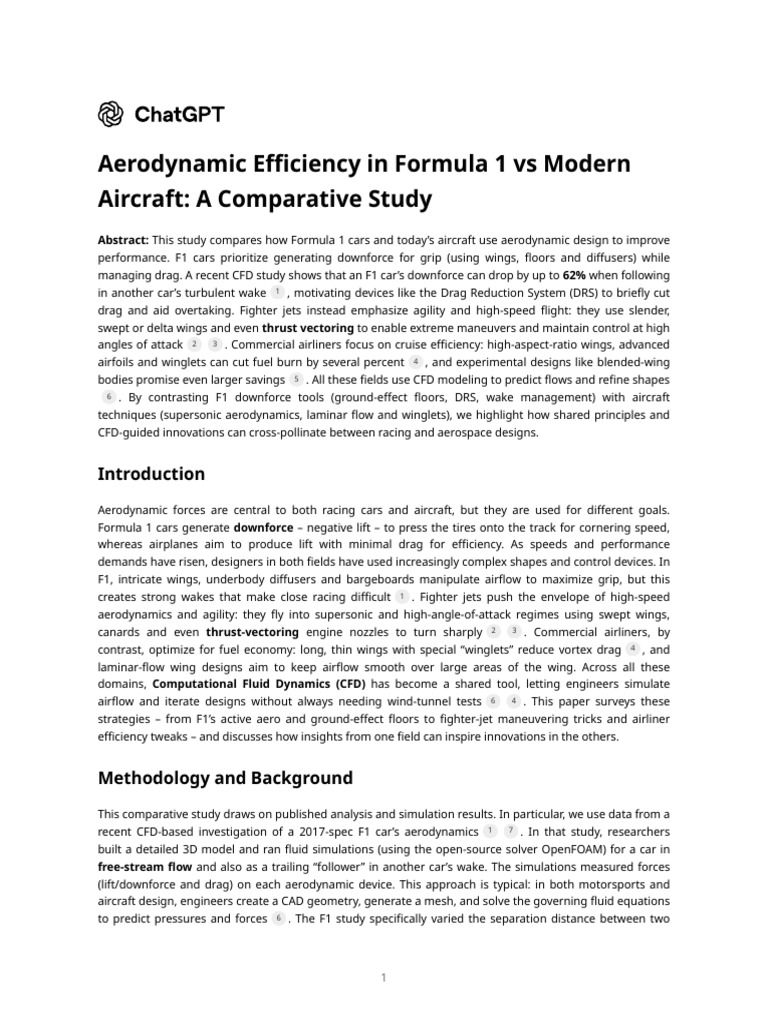 Aerodynamic Efficiency in Formula 1 Vs Modern Aircraft - A Comparative ...