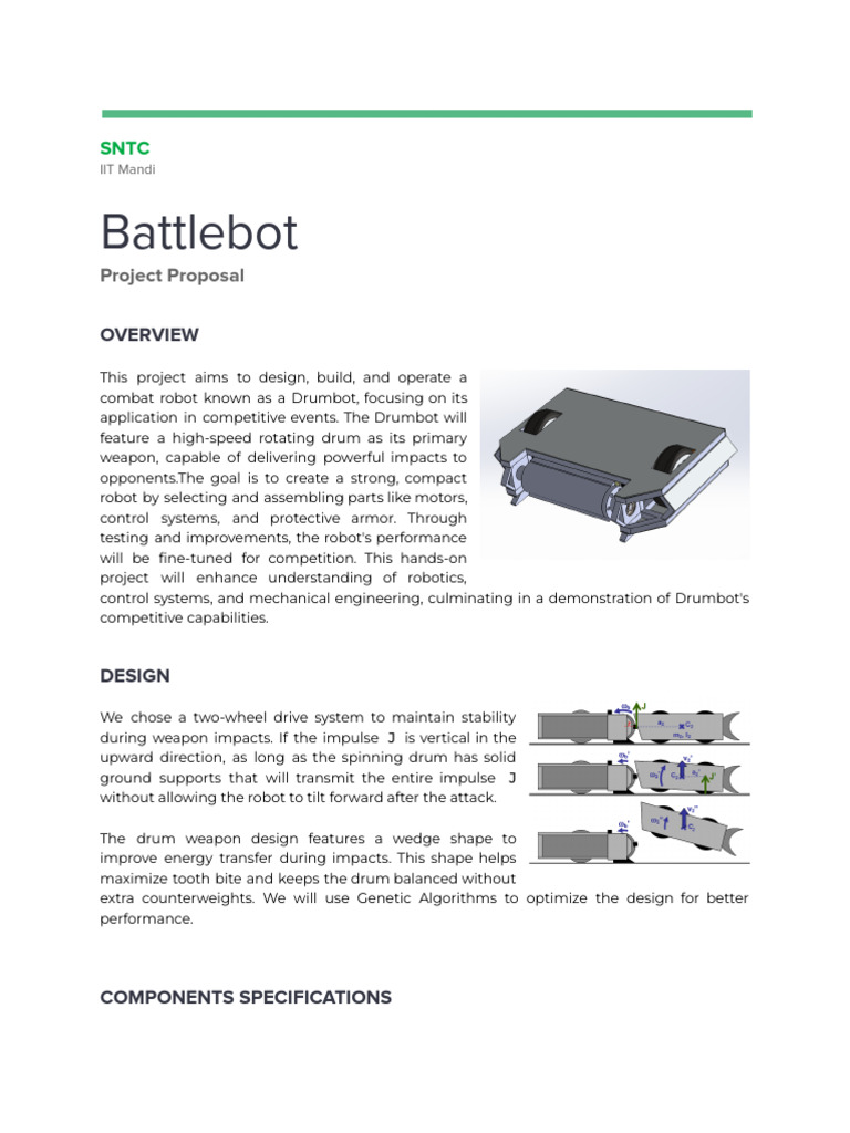 Drumbot Combat Robot Project Proposal | PDF | Gyroscope | Machines