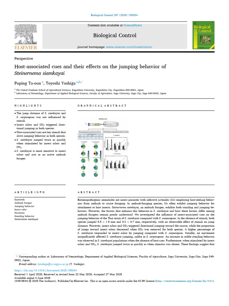 Host Associated Cues and Their Effects On The Jumping Behav 2025 ...