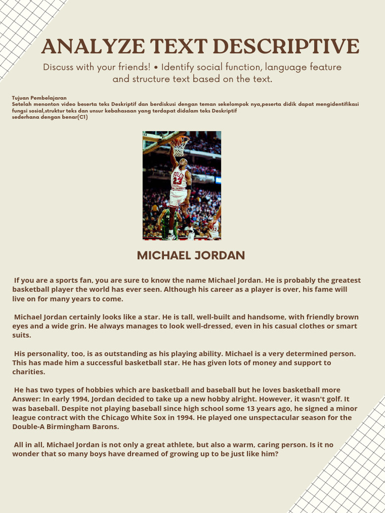Analyze Text Descriptive: Michael Jordan | PDF