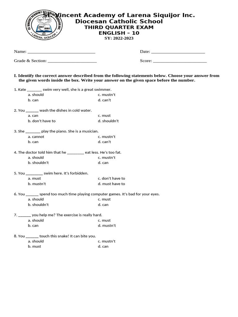JHS English 3Q Exam | PDF
