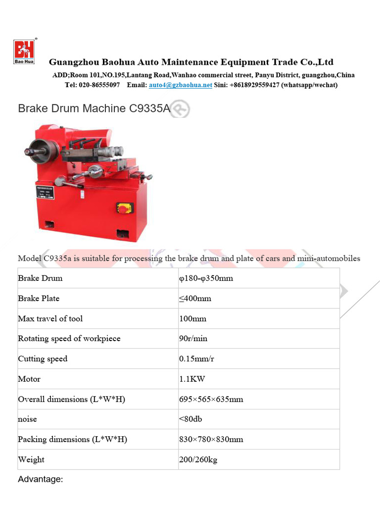 Brake Drum Machine C9335A (2025-07-18 22 - 51 - 47) | PDF