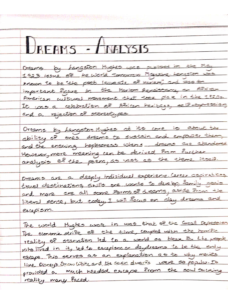Dreams (Langston Hughes) Analysis | PDF