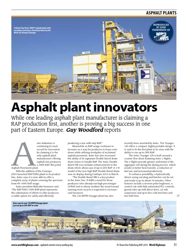Asphalt Plant Innovators WH-May-2014 | PDF | Materials