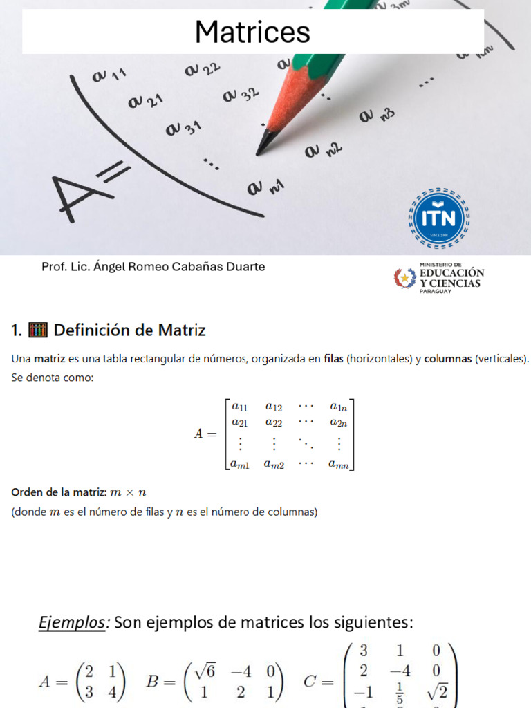 Tipos y Operaciones con Matrices | PDF