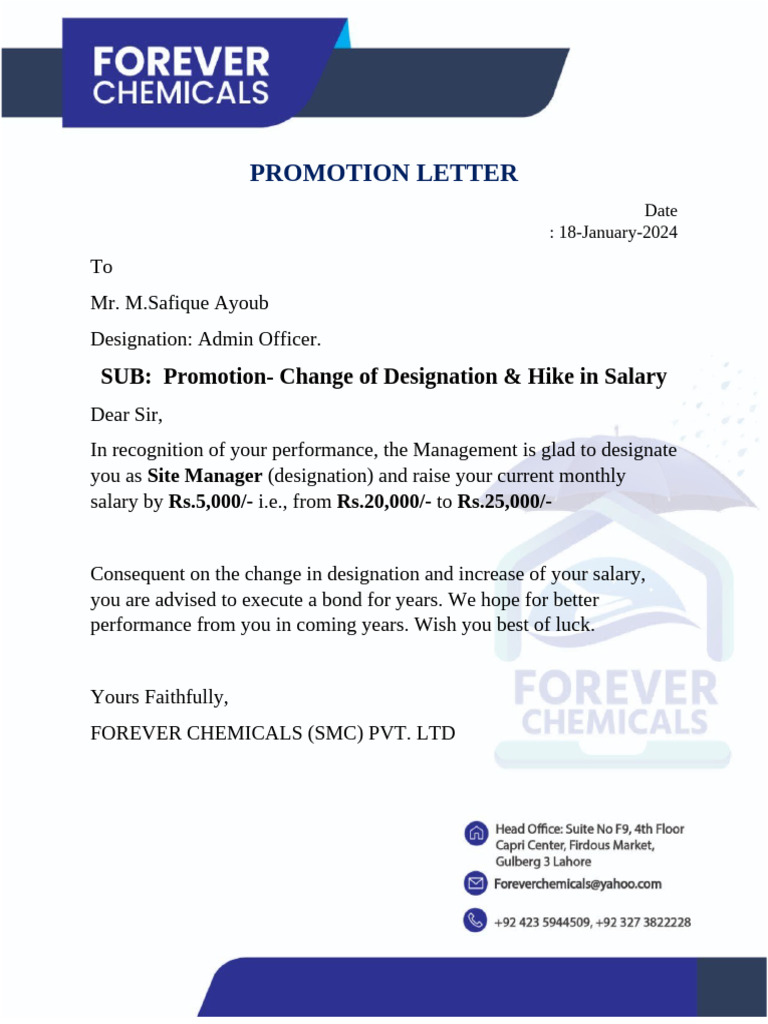 Promotion Letter | PDF