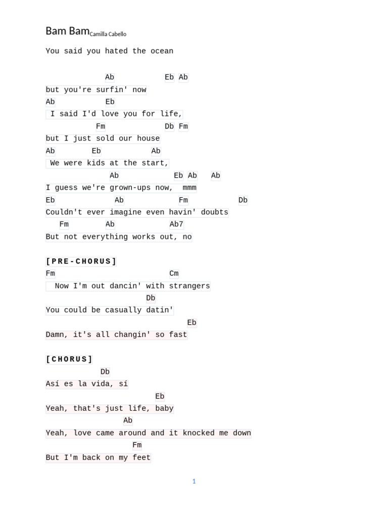 Bam Bam | PDF | Pop Songs | Rhythm And Blues Songs