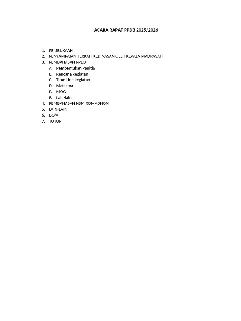 Acara Rapat PPDB 2025 | PDF