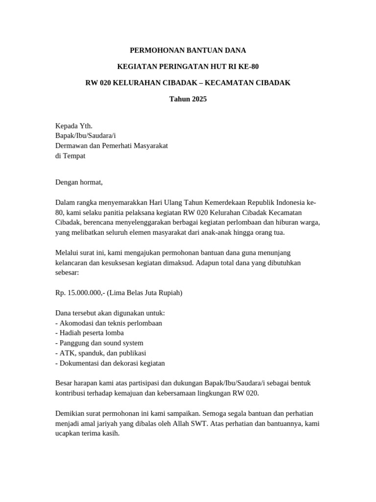 Proposal Kegiatan HUT RI Ke-80 2025 | PDF