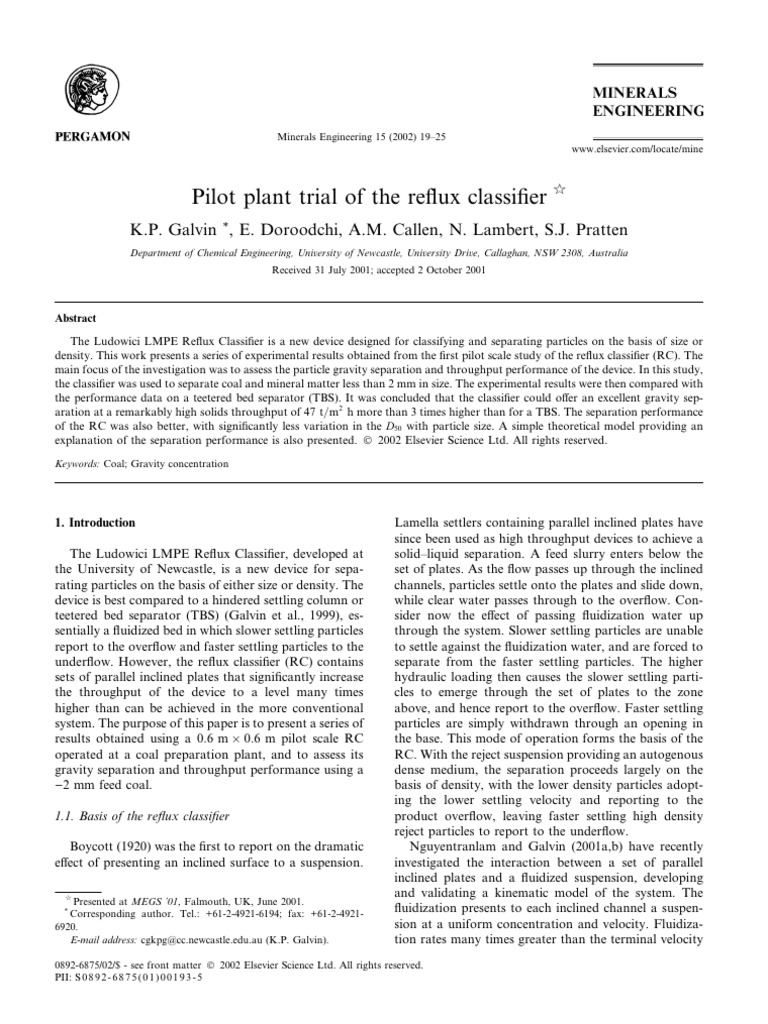 Pilot Study of Reflux Classifier Performance | PDF | Fluidization ...