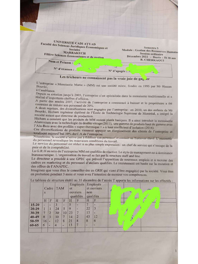 grh exam qcm (1) | PDF